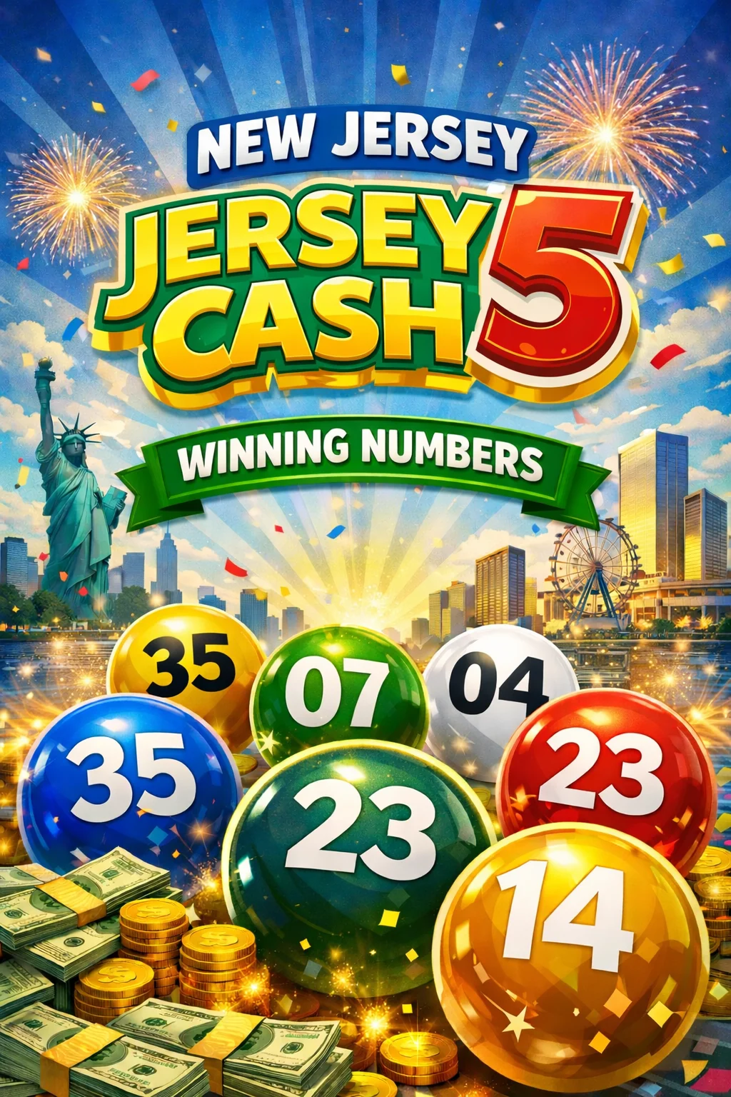 New Jersey (NJ) Jersey Cash 5 Past Results: Historical Winning Numbers