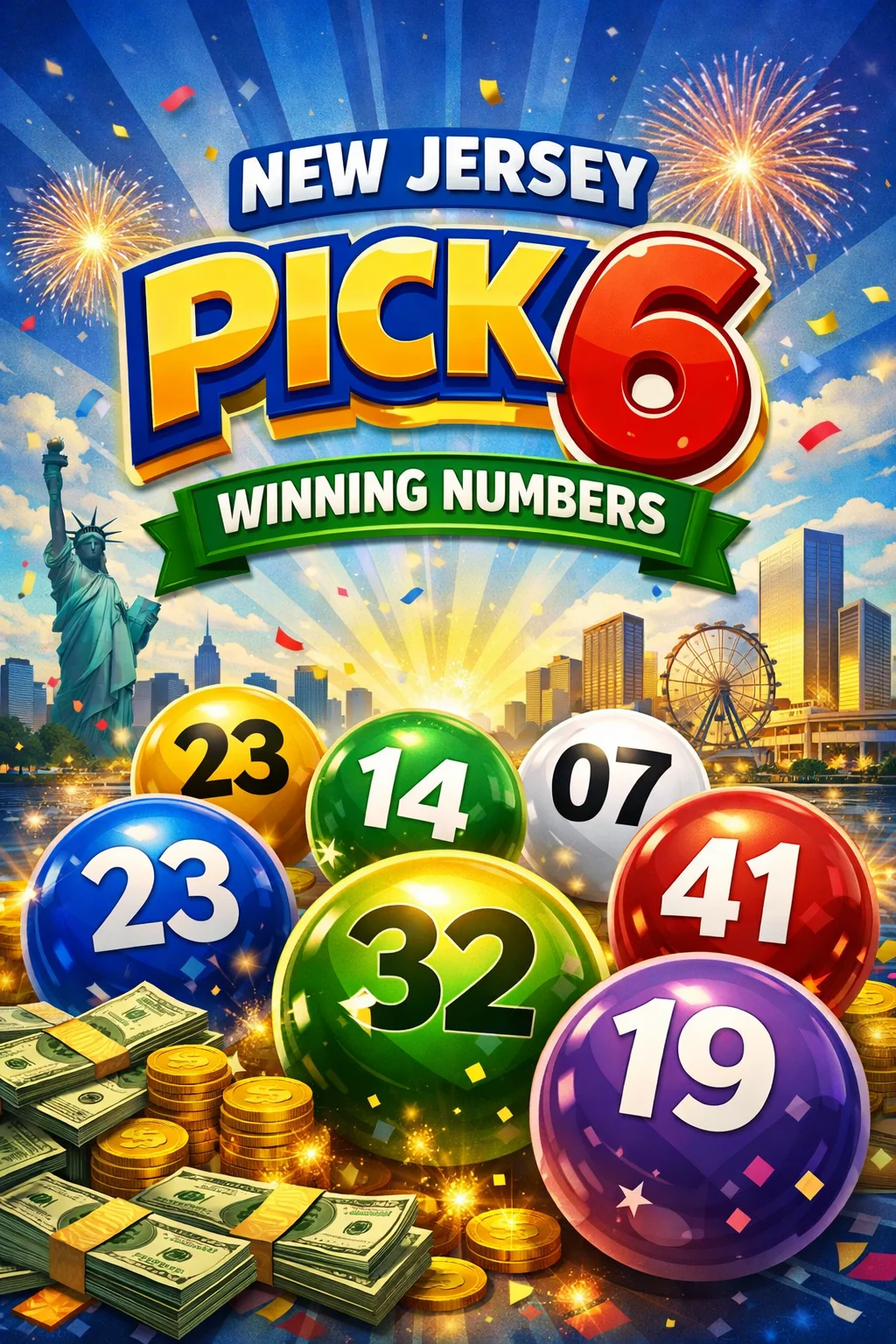 Winning Numbers for New Jersey (NJ) Pick 6 – June 2026